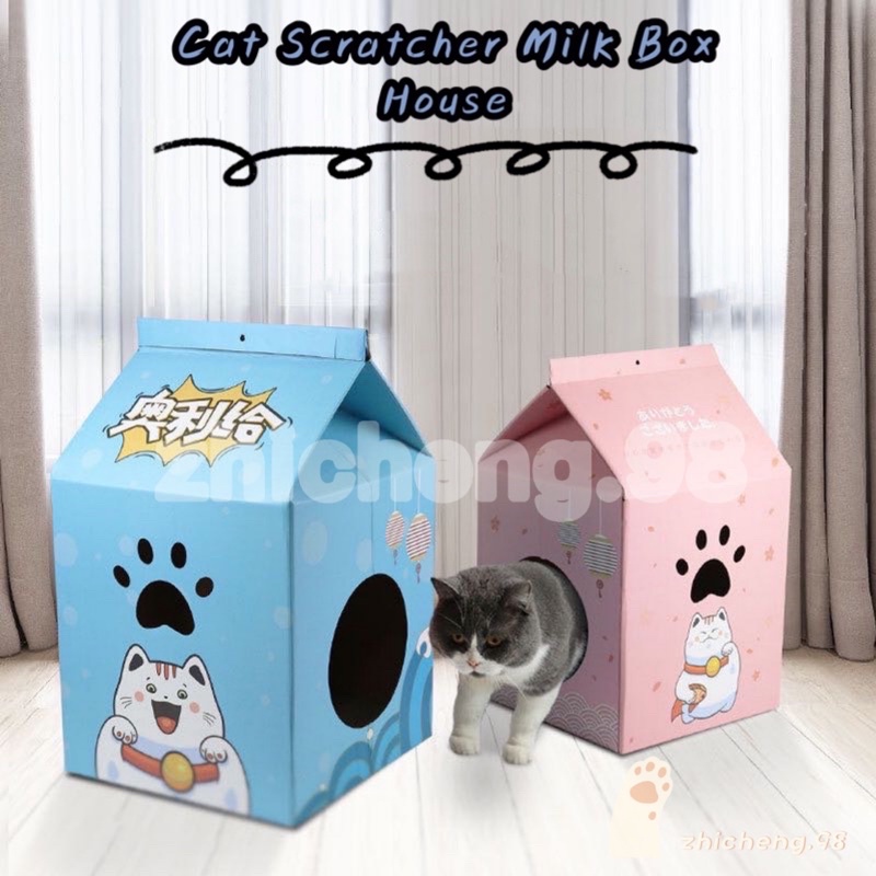 【Ready Stock现货】Cat Milk Box House/ Cat Scratcher Box/ Scratching Board ...