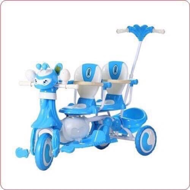 3-wheeled Double 2-Seater Stroller With Roof Cover 9027 For Baby ...