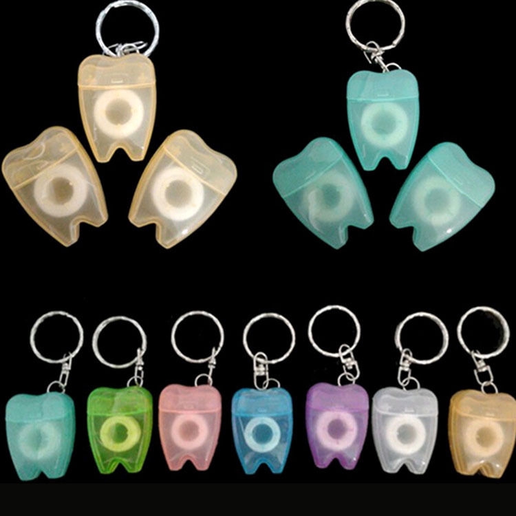 20pcs Tooth-Shaped Key Chain Type Flat-Line Portable Dental Floss Gum ...