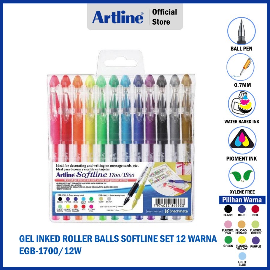Artline GEL INK 12 Colors SOFTLINE BALLPOINT PEN EGB-1700/12W | Shopee ...