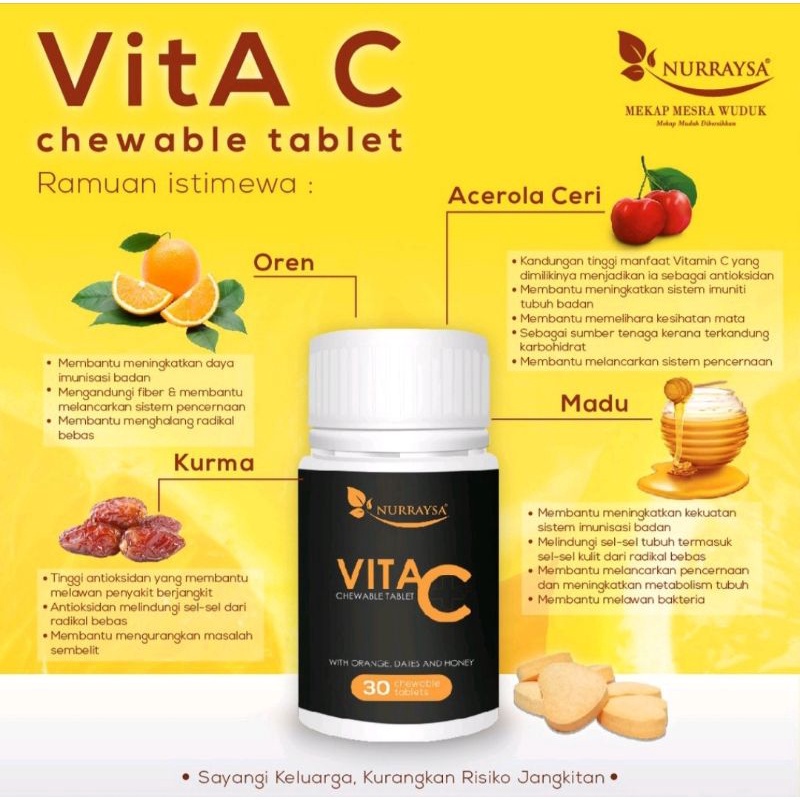 READY STOCK 🔥 vit. A C chewable tablet by Nurraysa Original 💯 | Shopee ...