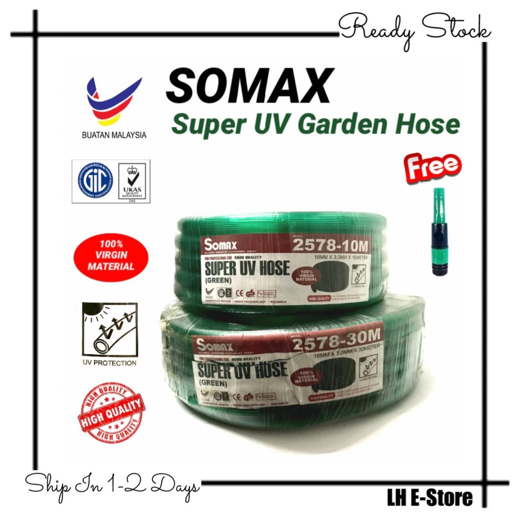 30M '' SOMAX '' Super UV Garden Hose SUPER THICK FOC PVC Spray Nozzle ...