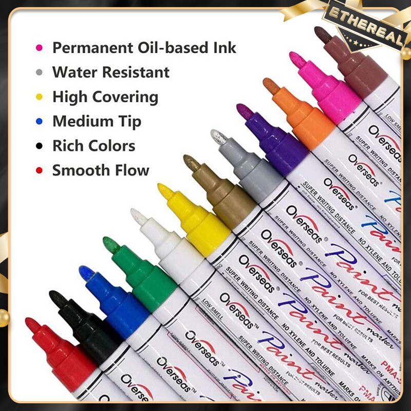 12/18 Colors Waterproof Rubber Permanent Paint Marker Pen Car Tyre ...