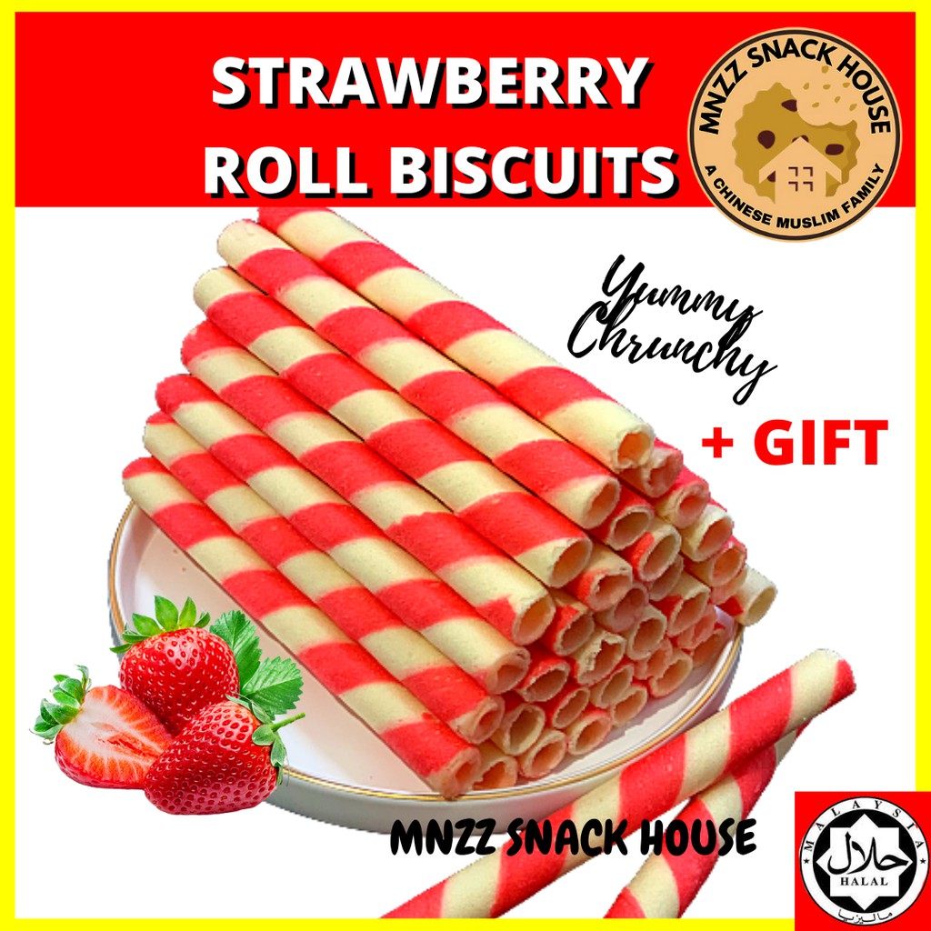 🔥 READY STOCK 🔥 Strawberry Roll Wafer biscuits groceries snacks food ...