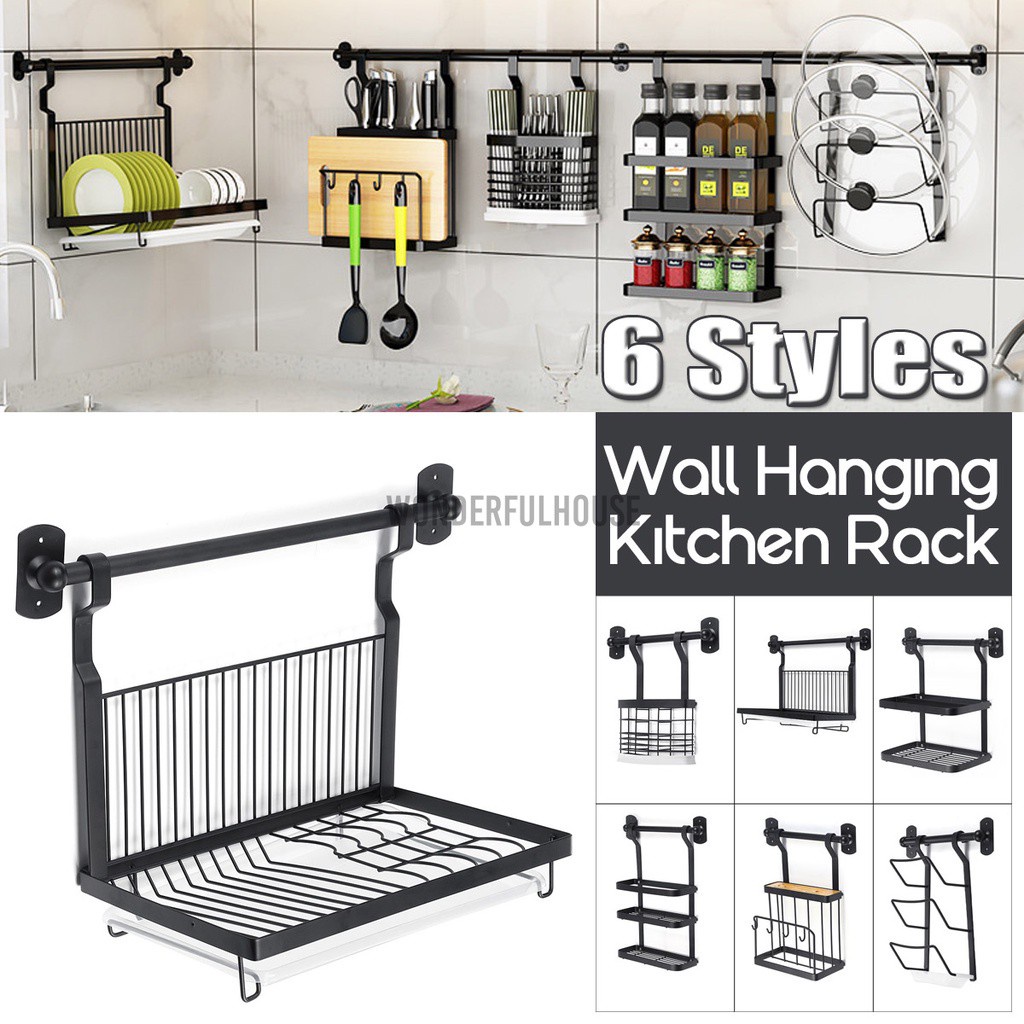 Wall Hanging Kitchen Rack Stainless Steel Pot Lid Shelf Cover Storage ...