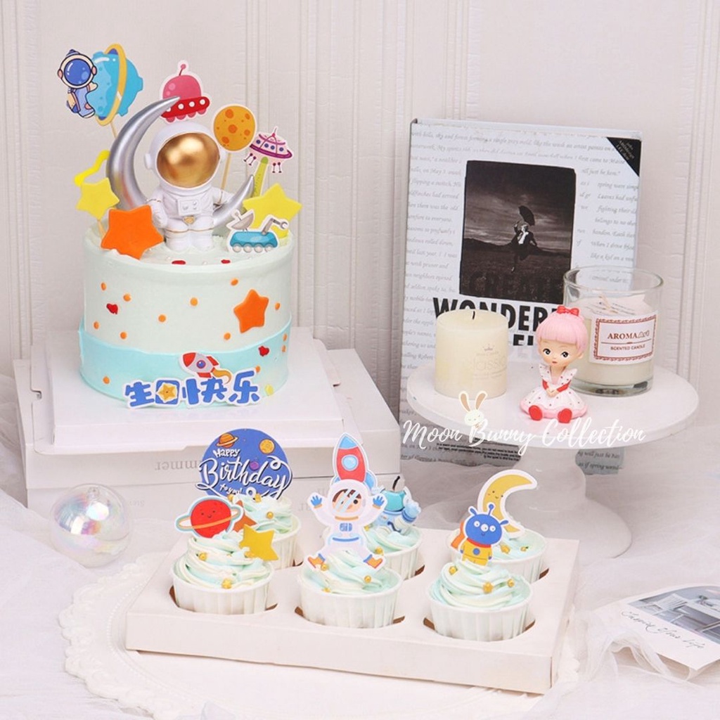 Astronaut Cake Topper Combo Set Planet Spaceman Rocket Moon Decoration ...