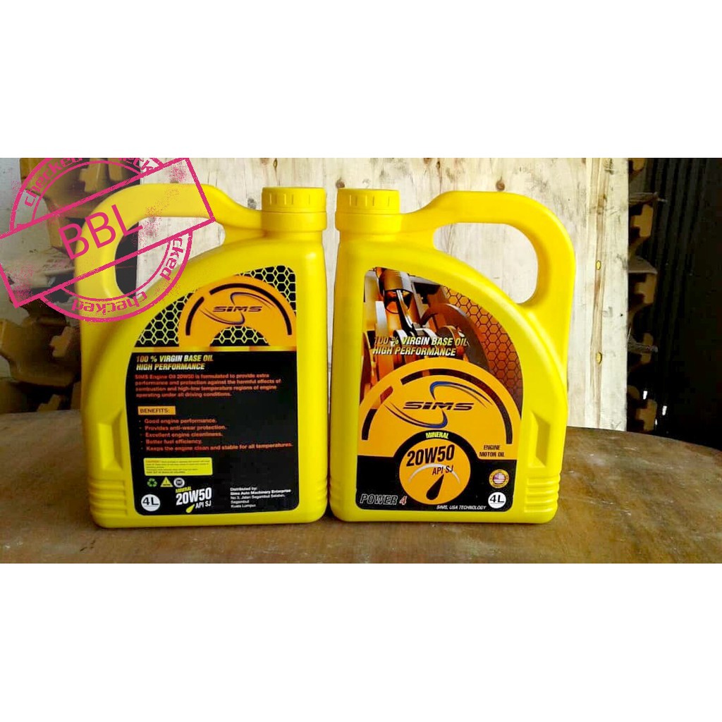 SIMS Lubricant SAE 20W50 API SJ 4L Engine Oil | Shopee Malaysia