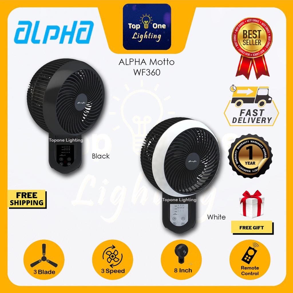 Alpha Motto Wall 360º Wall Fan with Remote Designer Fan Collection ...