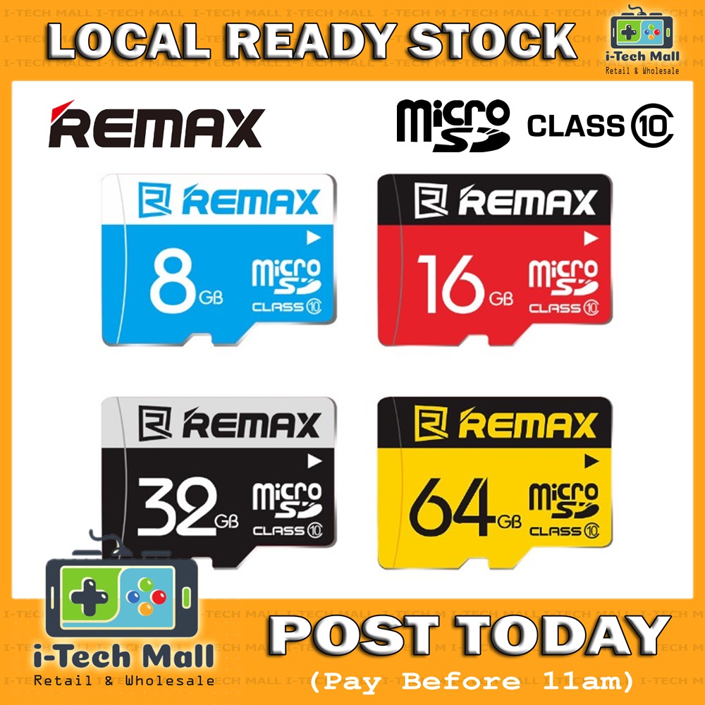 ORI Remax Memory Card Micro SD Kad Memori 128gb 64gb 32gb 16gb Class 10 ...