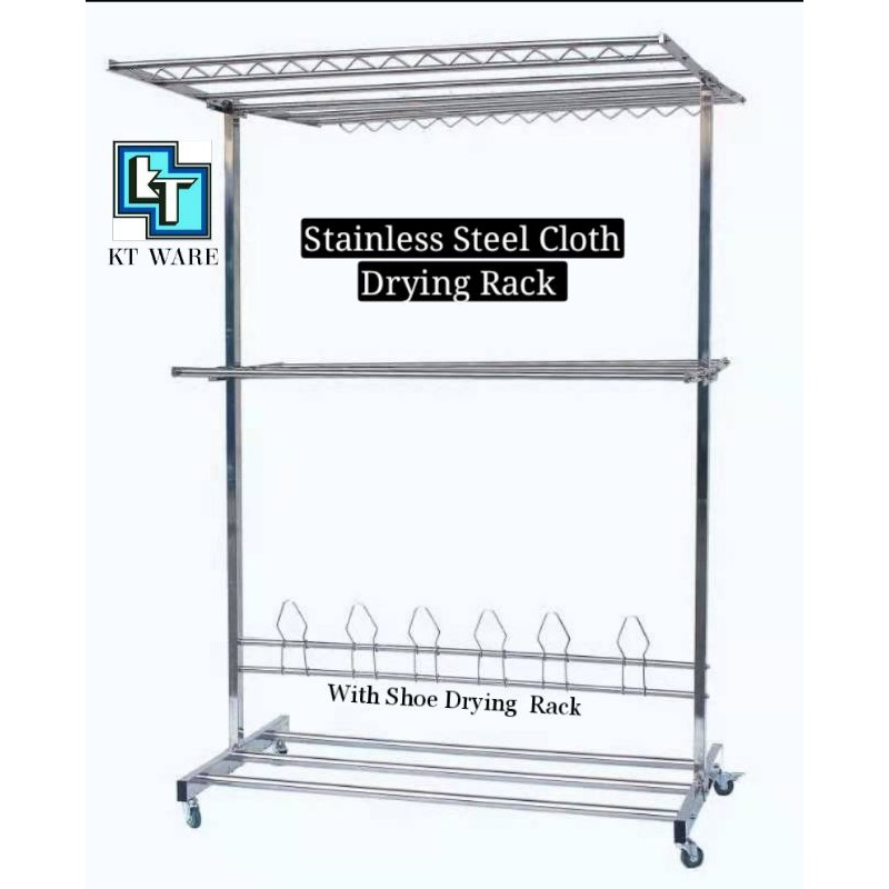 KT WARE STAINLESS STEEL T CLOTHS DRYING RACK OUTDOOR CLOTHS HANGER RAK ...