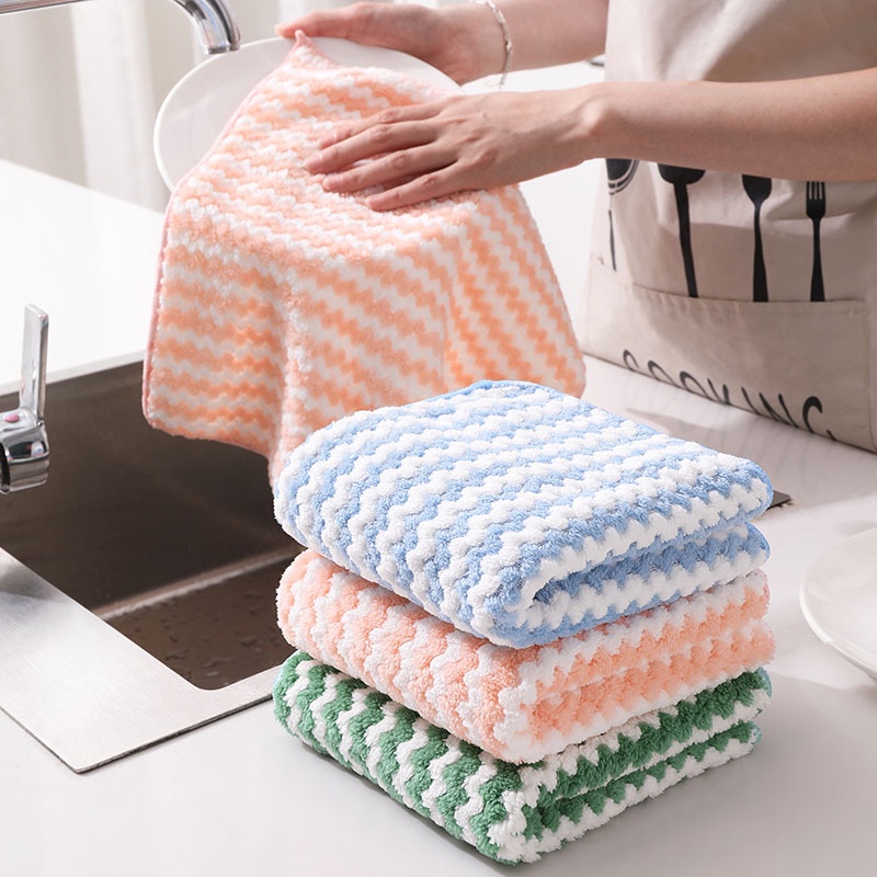 Dish cloth Thickened wave rag housework cleaning cloth kitchen ...