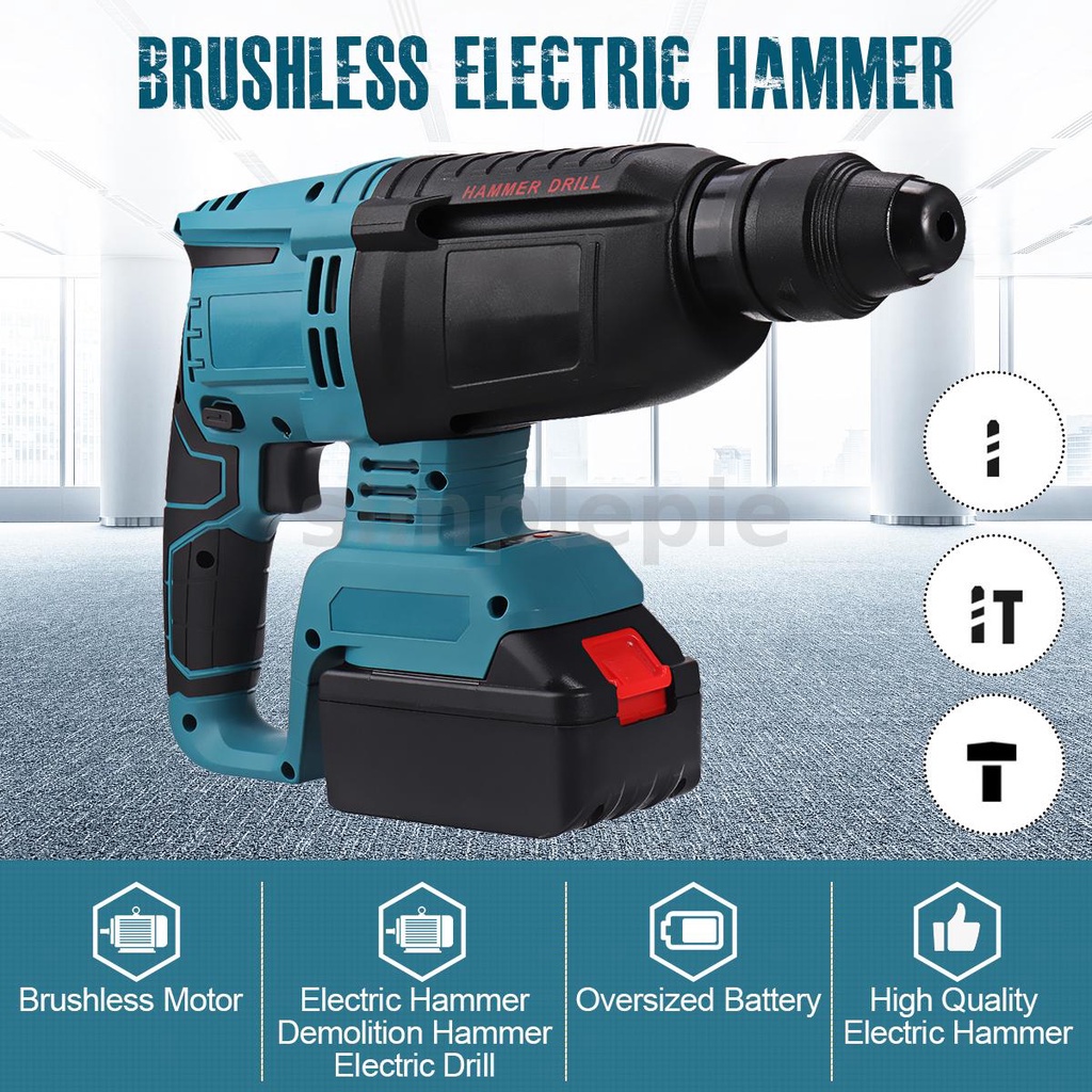 Brushless Cordless Electric DemolitionJack Hammer Impact Hammer Drill ...