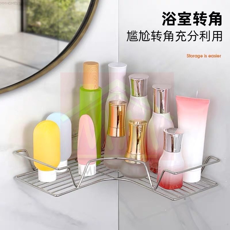 🔥Ready Stock🔥Bathroom Corner Shower Rack Stainless Steel Triangular ...