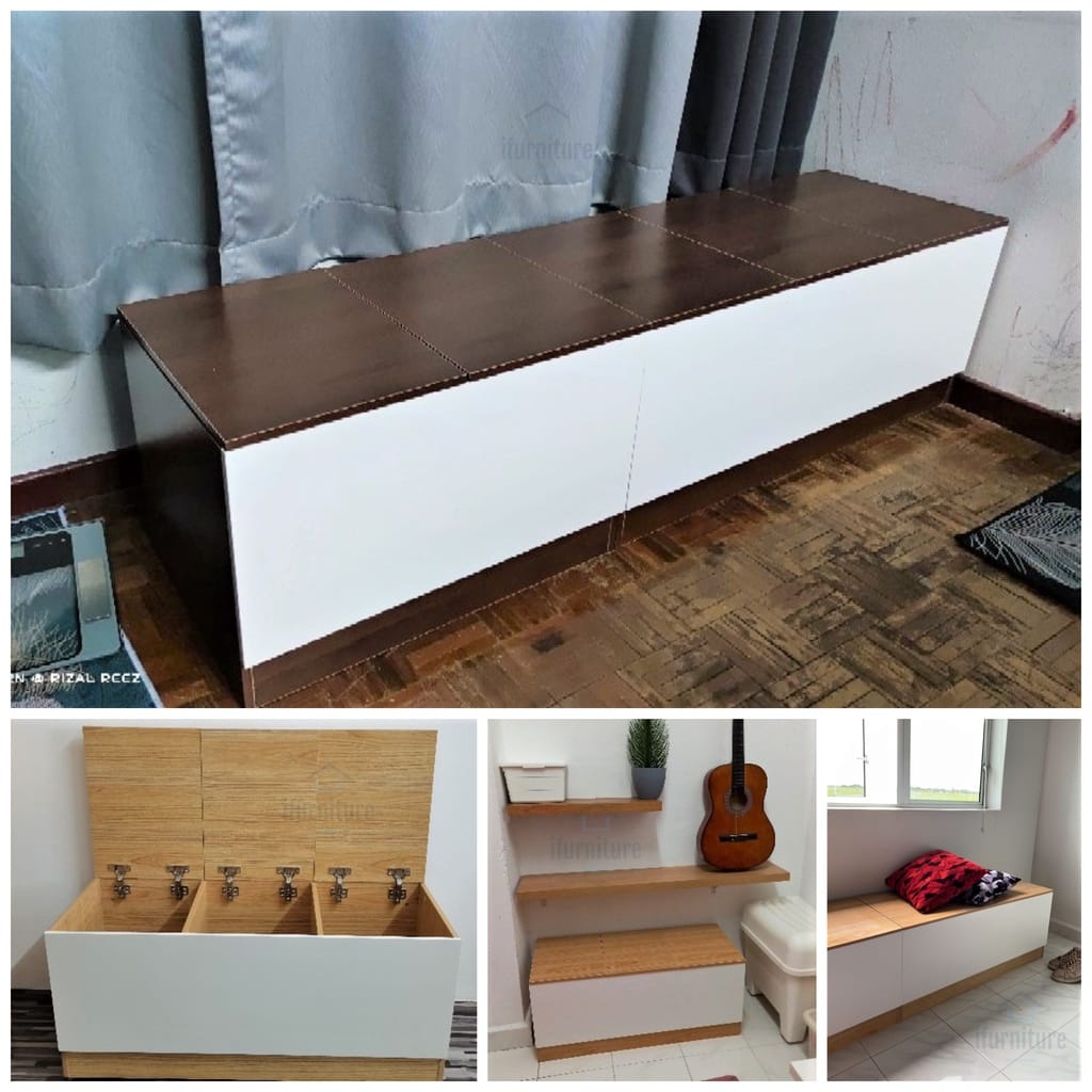 *Modern Bay Window Bench Storage Cabinet [8061] | Shopee Malaysia