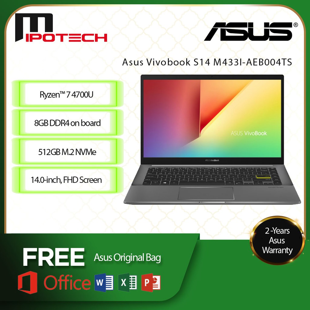 Asus Vivobook S14 M433I-AEB004TS 14'' FHD Laptop Indie Black ( Ryzen 7 ...