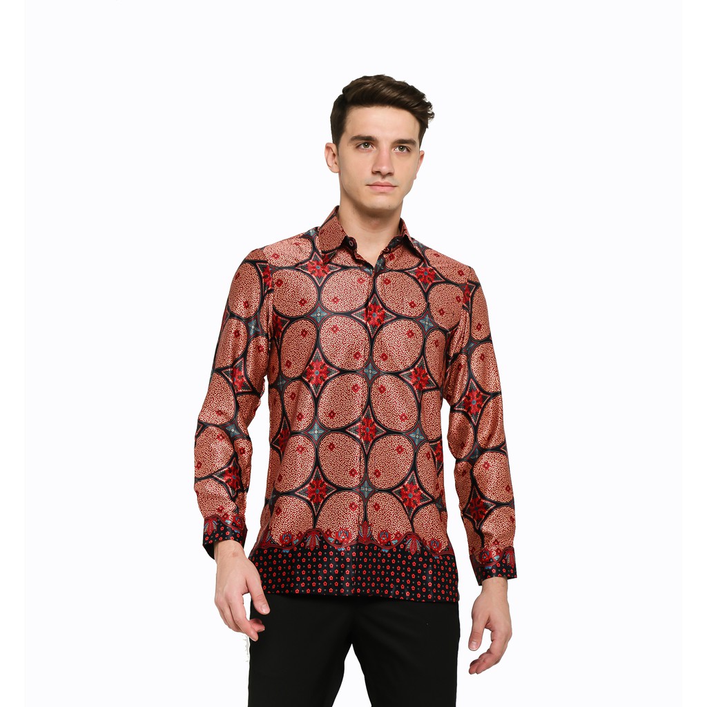KEMEJA MERAH Batik Heritage Exclusive Linen Kawung Shirt Big Red ...