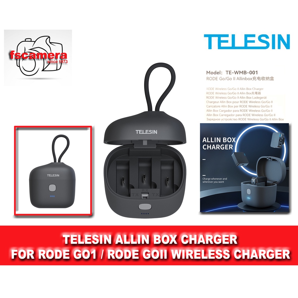 TELESIN ORIGINAL ALLIN BOX CHARGER FOR RODE GOI / RODE GOII WIRELESS ...