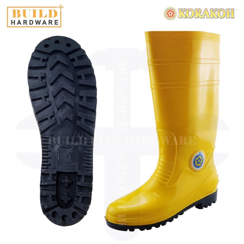 KORAKOH M7000 Yellow PVC Rubber Boot With Sock (Size: 39-44) 黄色水鞋 Kasut ...