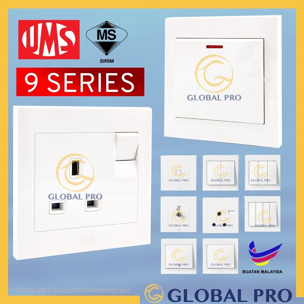 (SIRIM) 𝗨𝗠𝗦 𝟵 𝗦𝗘𝗥𝗜𝗘𝗦 Switch Socket Extension Outlet Plug Switches Power ...