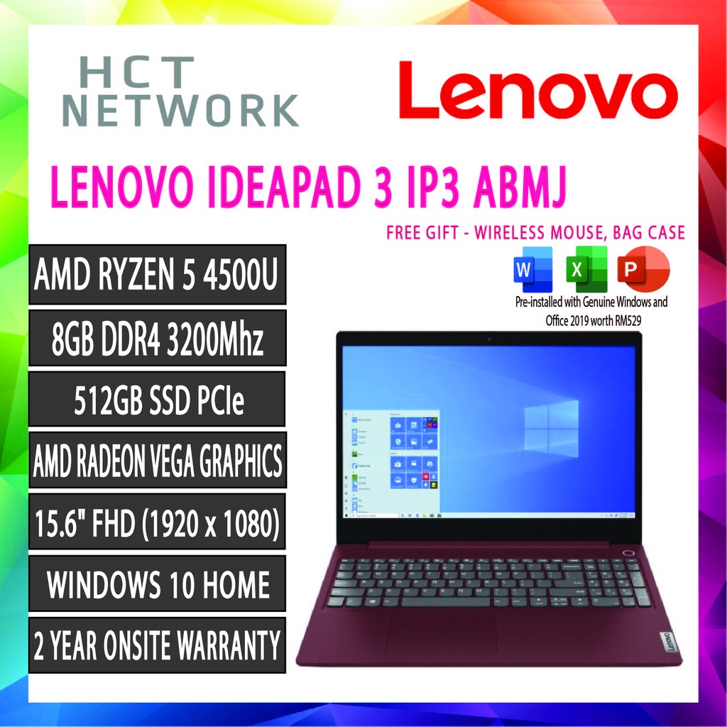 Lenovo Laptop Ideapad Lenovo IP3 ABMJ Cherry Red (AMD Ryzen 5-4500U,8GB ...