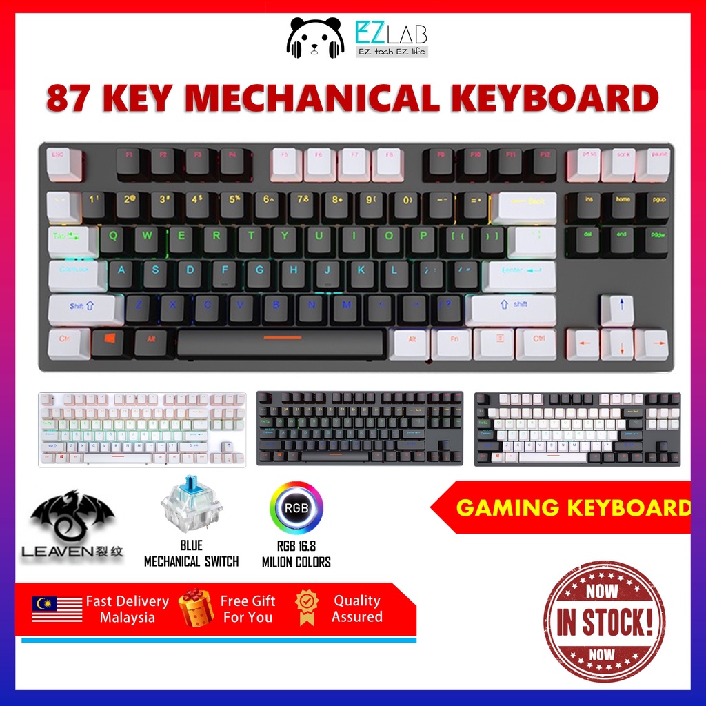 LEAVEN K550 K620 RGB Mechanical Keyboard 87keys Blue Switch Gaming ...