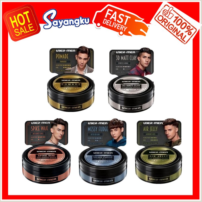 UBERMEN Wax Hair Style 70g Air Jelly / Pomade / Spike Wax / 3D Matt ...