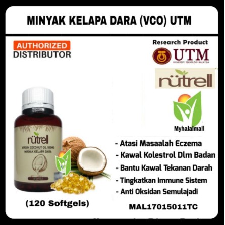 Minyak Kelapa Dara UTM Virgin Coconut Oil Vco 💥 Nutrell Softgel Liquid Oil (120 Softgel ...