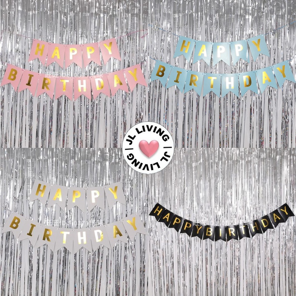 Happy Birthday Banner with 3m Ribbon Fish Tail Backdrop Flag - READY ...