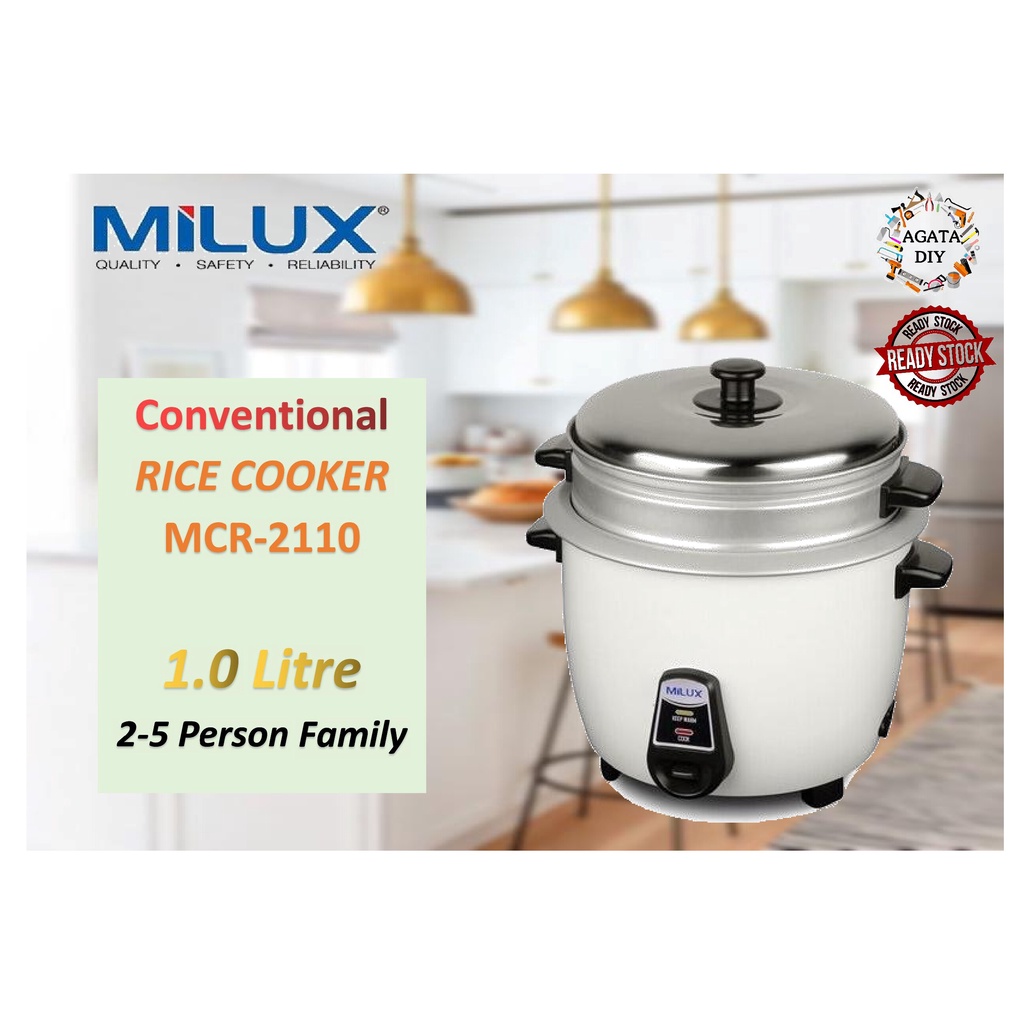 Milux MRC-2110 Conventional Rice Cooker 1.0 Litre with Steam Tray ...