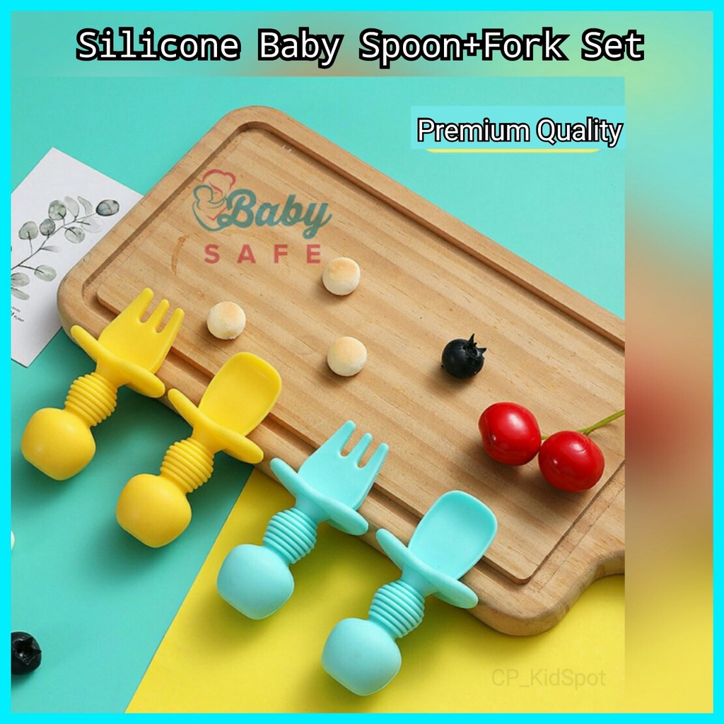 Silicone Baby Spoon and Fork Set Baby Feeding Set Baby Blw Spoon Set ...