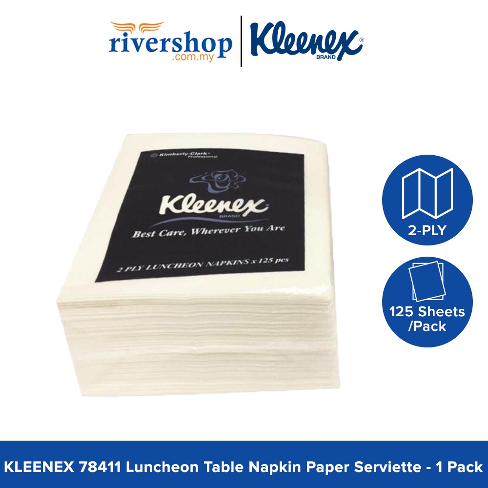 KLEENEX 78411 Luncheon Table Napkin Paper Serviette (Plain) 1/8 Fold ...