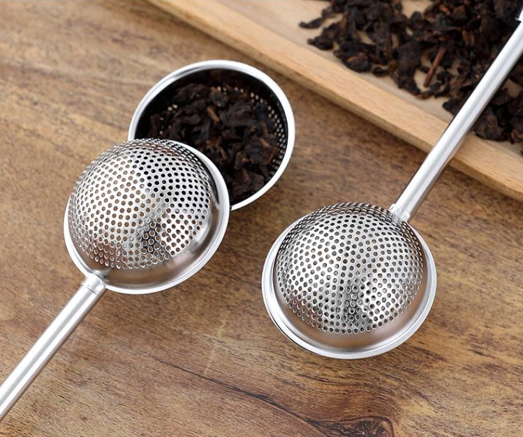 1pc Stainless Steel Snap Ball Tea Strainer Long Handle Mesh Loose Leaf ...