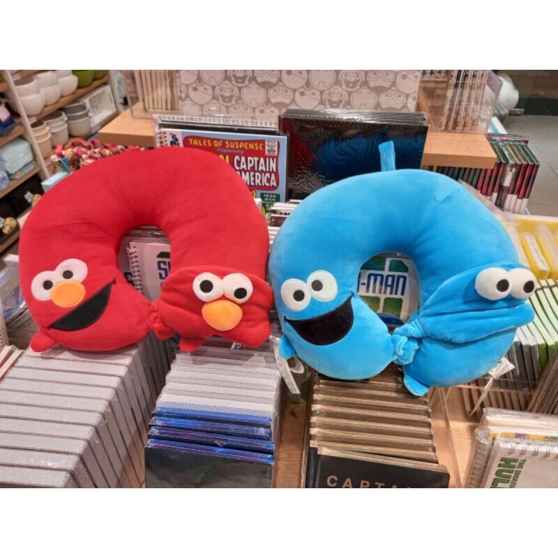 Miniso SESAME STREET Neck PILLOW U- PILLOW+EYE MASK ELMO COOKIE MONSTER ...