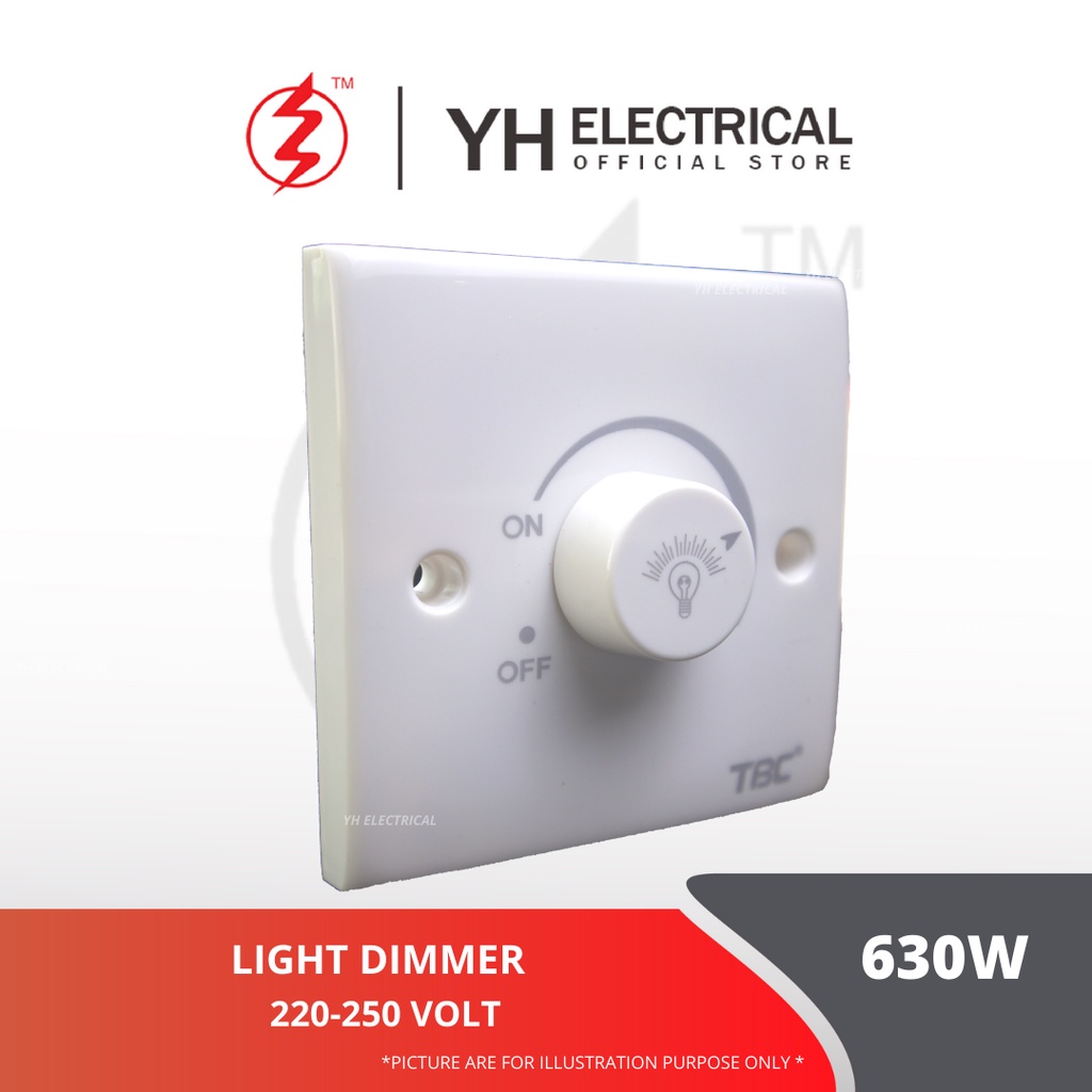TBC 630W Light Dimmer Switch 250V Suitable for Incandescent, Dimmable ...