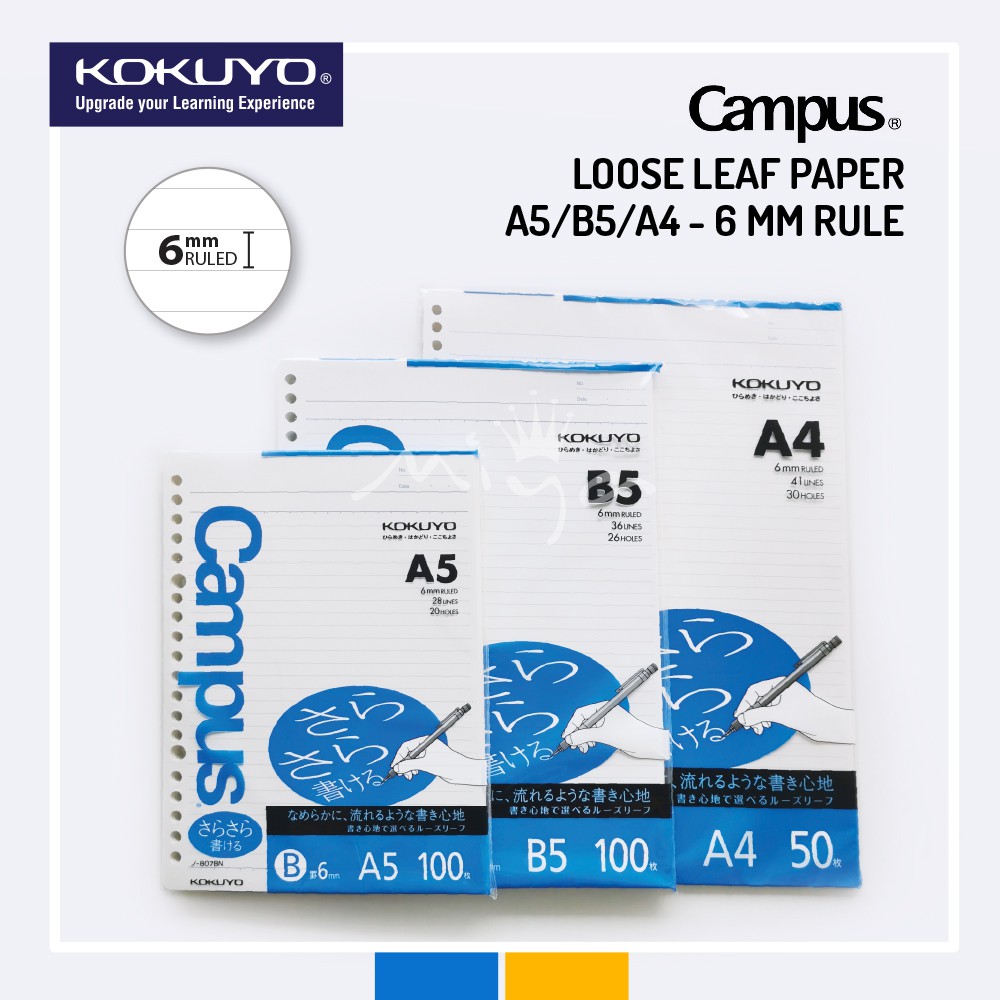 Kokuyo Campus Loose Leaf Paper - Sarasara - A5 / B5 / A4 - 6 mm Rule - 75gsm | Shopee Malaysia