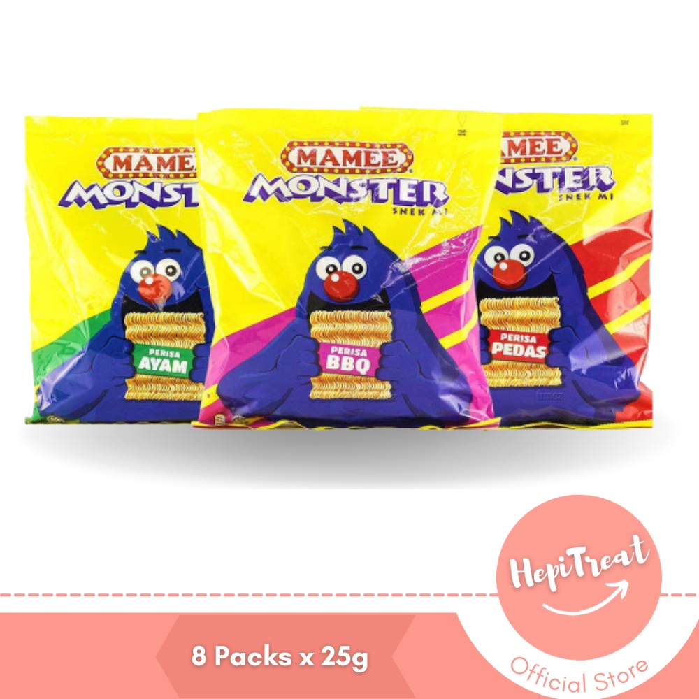Mamee Monster Snack - Chicken / BBQ / Pedas - 10 Packs x 25g by Hepi Treat | Shopee Malaysia