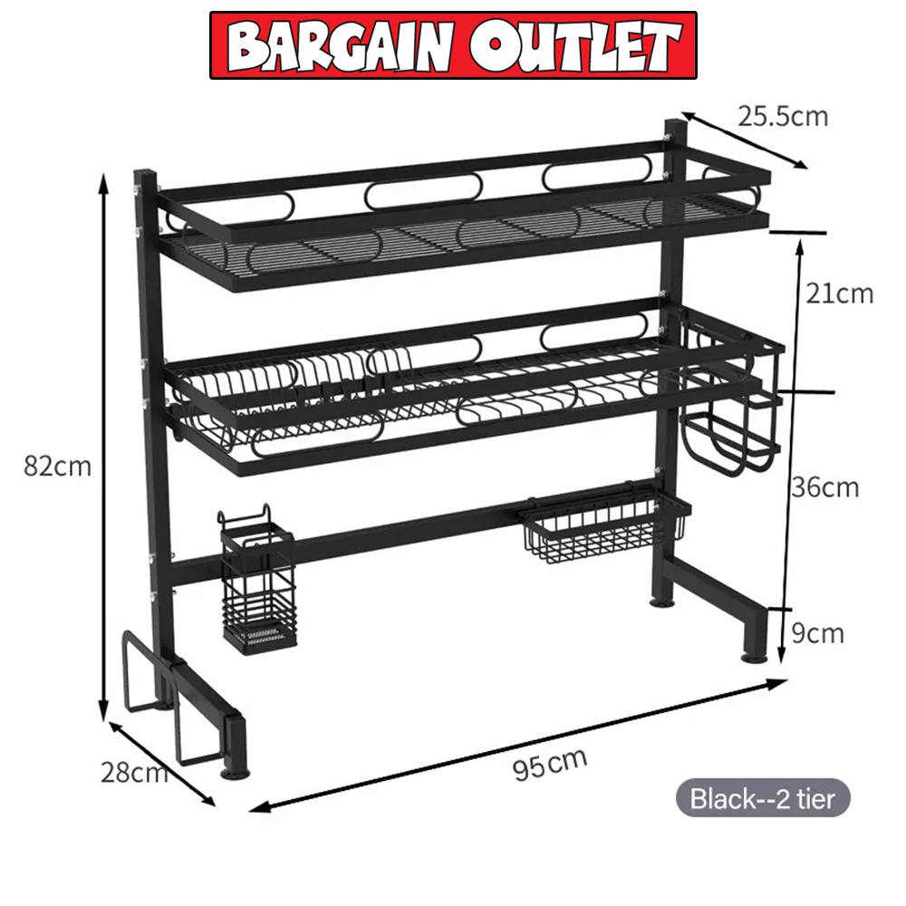 Kitchen Rack Stainless Steel Heavy Duty 2 Tier Dish Rack Dish Drainer ...