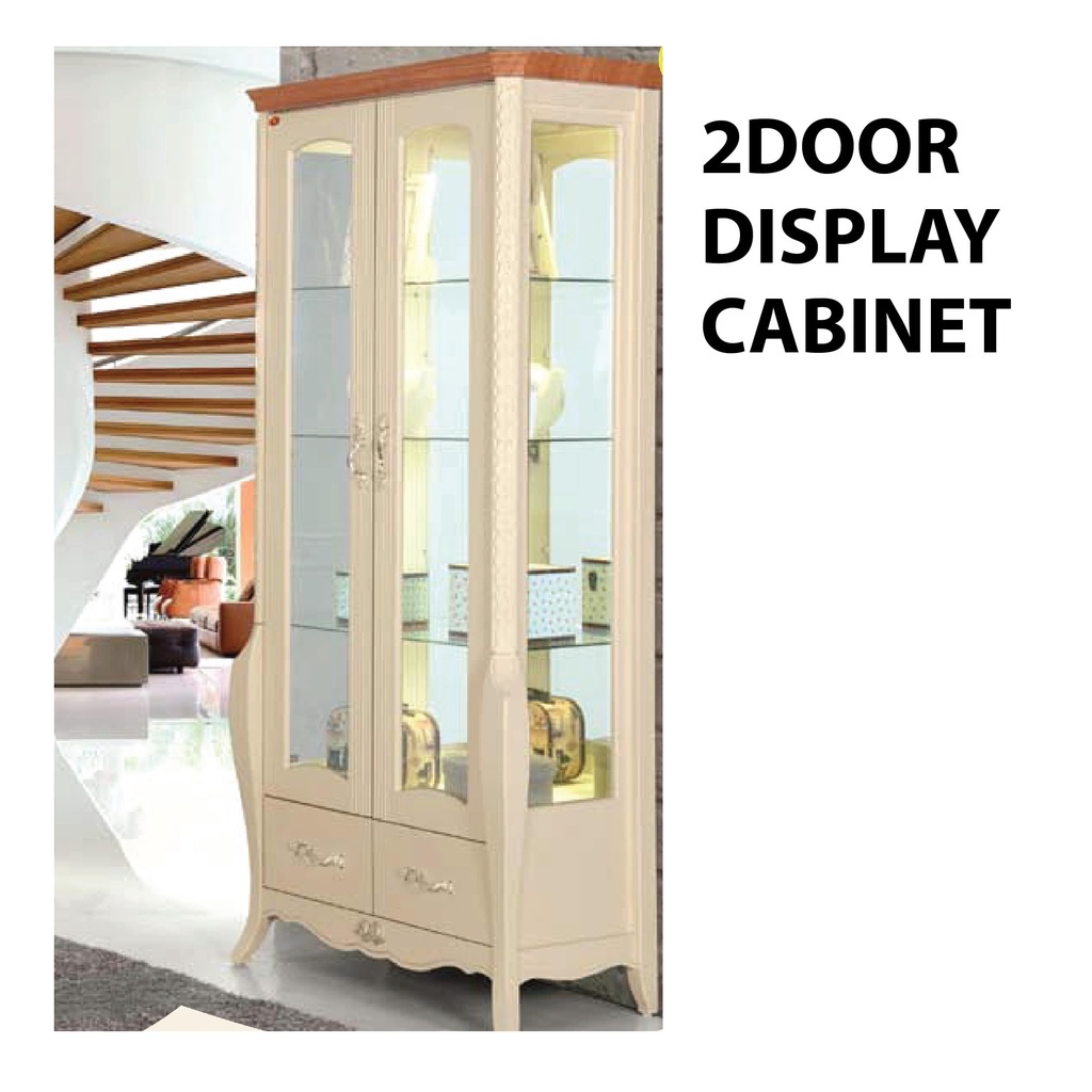 2 DOORS DISPLAY CABINET / BOOKSHELF/ DISPLAY RACK/BOOK CASE/ GLASS ...