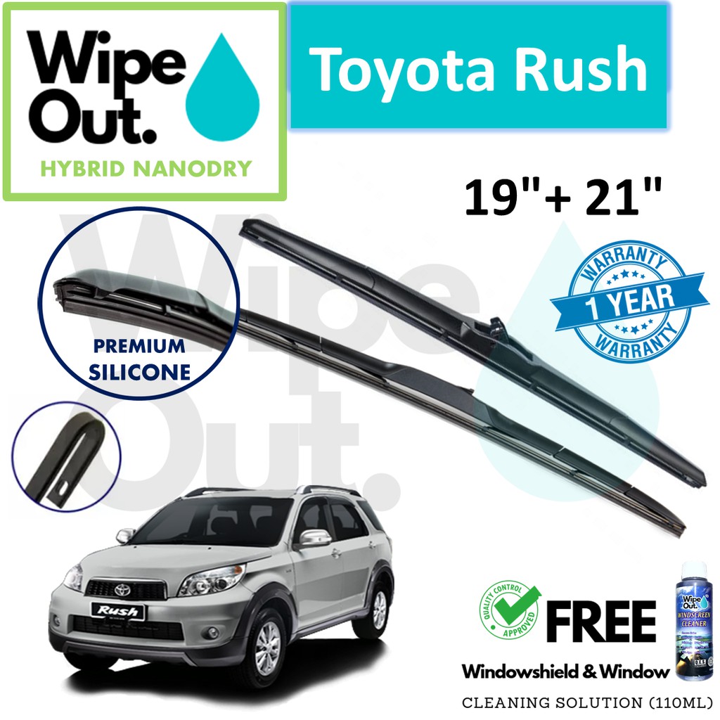 [PREMIUM] Toyota Rush 2006 - 2017 WipeOut HYBRID NANODRY SILICONE Wiper ...