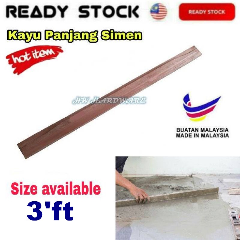3'ft Kayu Panjang Simen / Wood Cement Trowel For Cement Screed (Made in ...