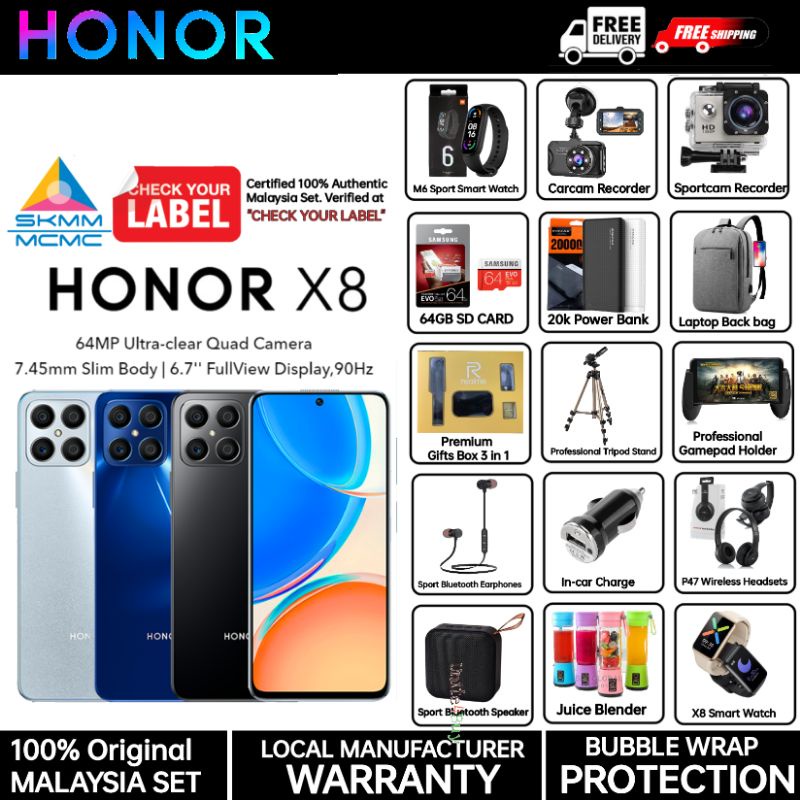 Honor X8 [6GB+128GB] Guarantee 100% Original Honor Malaysia | Shopee ...