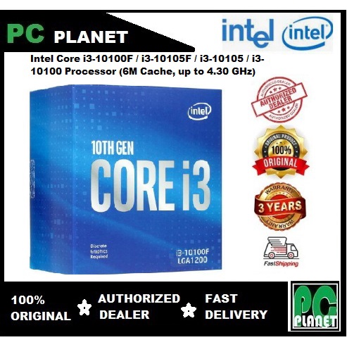 Intel Core i3-10100F / i3-10105F / i3-10105 / i3-10100 Processor (6M Cache, up to 4.30 GHz ...