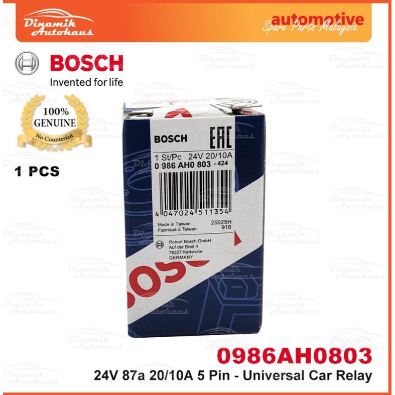 Bosch Universal Relay 5 Pin 87A 24v 20/10A For Lorry & Truck- Bosch 87A ...