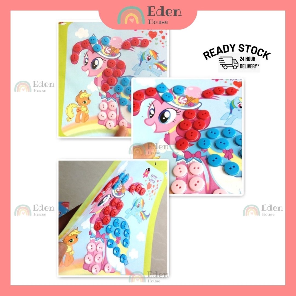 DIY Button Art Early Learning Hand Craft Colorful Self Adhesive Button ...