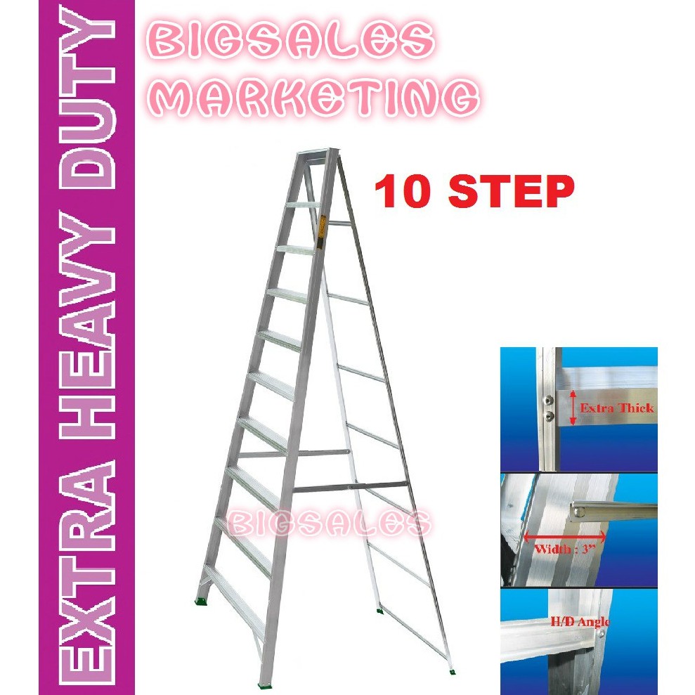 10 Steps BIGSALES Aluminium Single Sided Ladder / Tangga 10 Steps ...