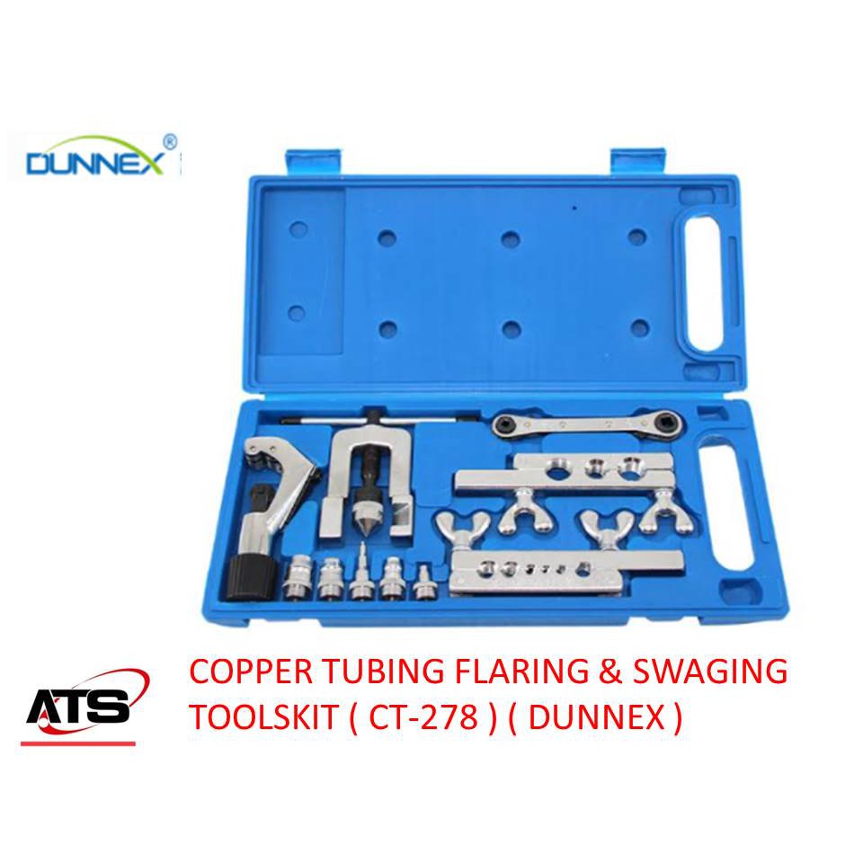 COPPER TUBING FLARING & SWAGING TOOLSKIT ( CT-278 ) ( DUNNEX ) | Shopee ...