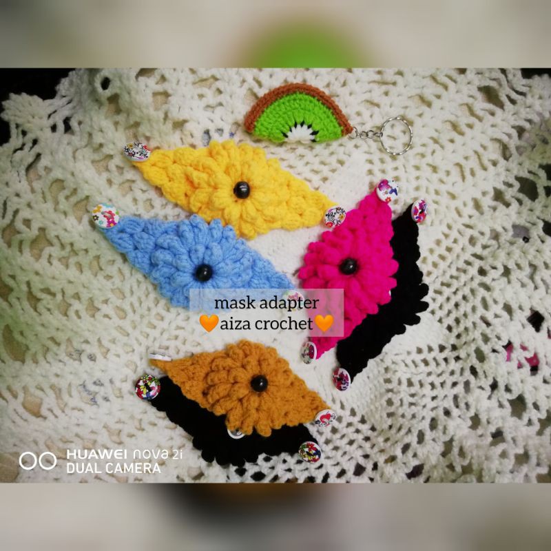 facemask Adapter kait @ crochet penyambung tali mask muka kait flower ...