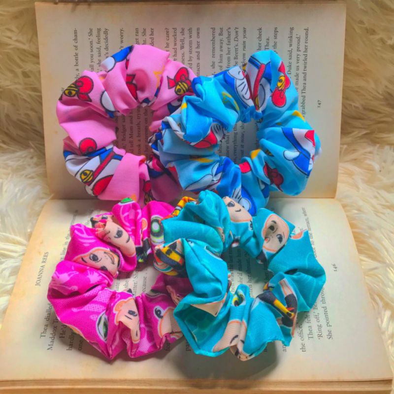 1/7 pcs Scrunchies Cartoon Upin Ipin Doraemon kartun Korean hair band ...
