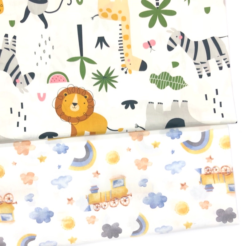 Kain Comb Cotton Corak Binatang & Kereta Api di Awan (Bidang 60 ...