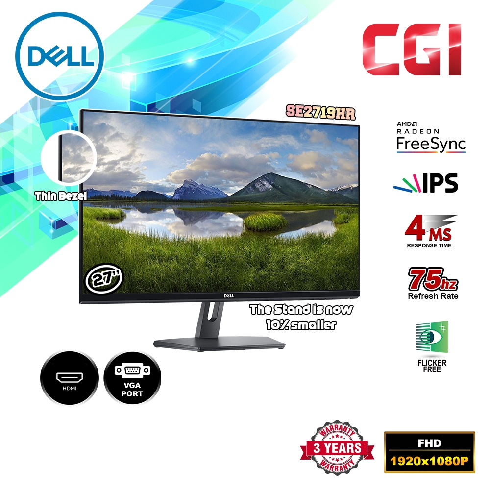 Dell SE2719HR 27" FHD IPS AMD FreeSync 75Hz 4ms Thin Bezel Monitor ...